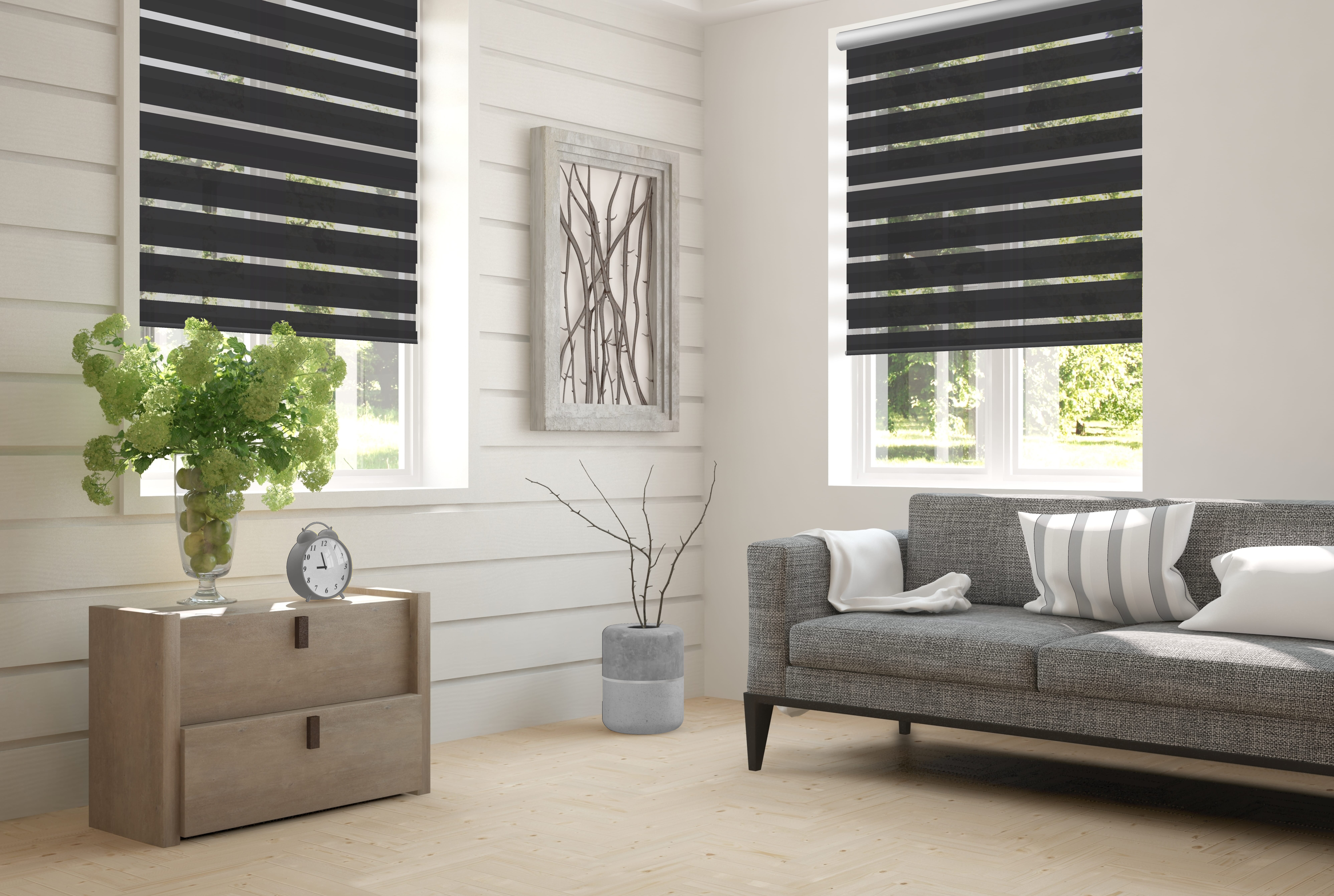 Doppelrollo Pruga 5142 in Tiefschwarz online kaufen | Livoneo®